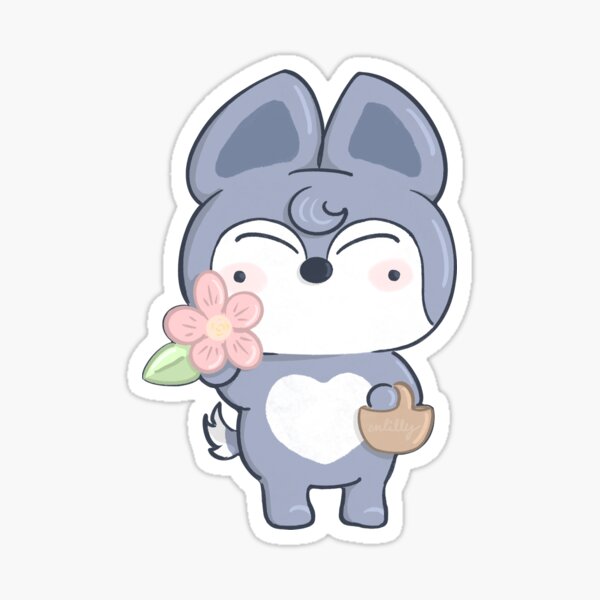 "SKZOO Wolf Chan with Flower" Sticker for Sale by enlilly | Redbubble