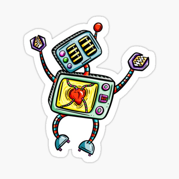 "Robot T-ShirtJumping Cartoon Robot" Sticker for Sale by GaviRubos ...
