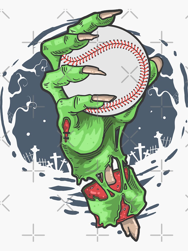 "Baseball Zombie Hand Baseball Player Halloween Costume" Sticker for ...