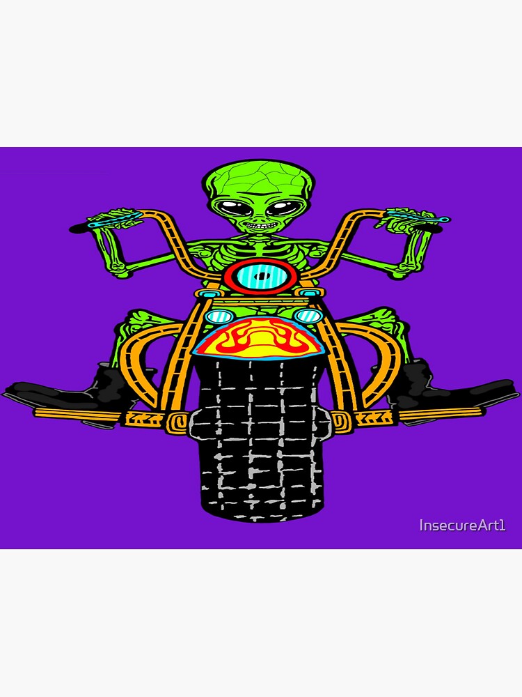 "Alien Biker" Sticker for Sale by InsecureArt1 | Redbubble
