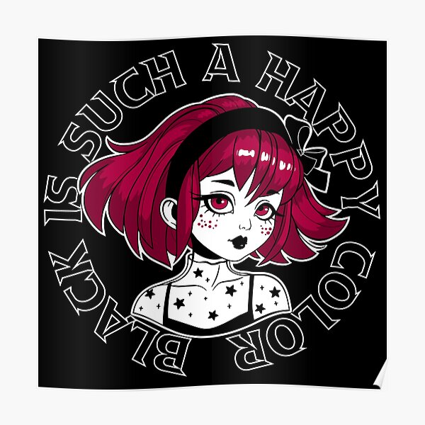 Cute Goth Gf Chick Gothic Black And White Poster For Sale By Gg Red Redbubble