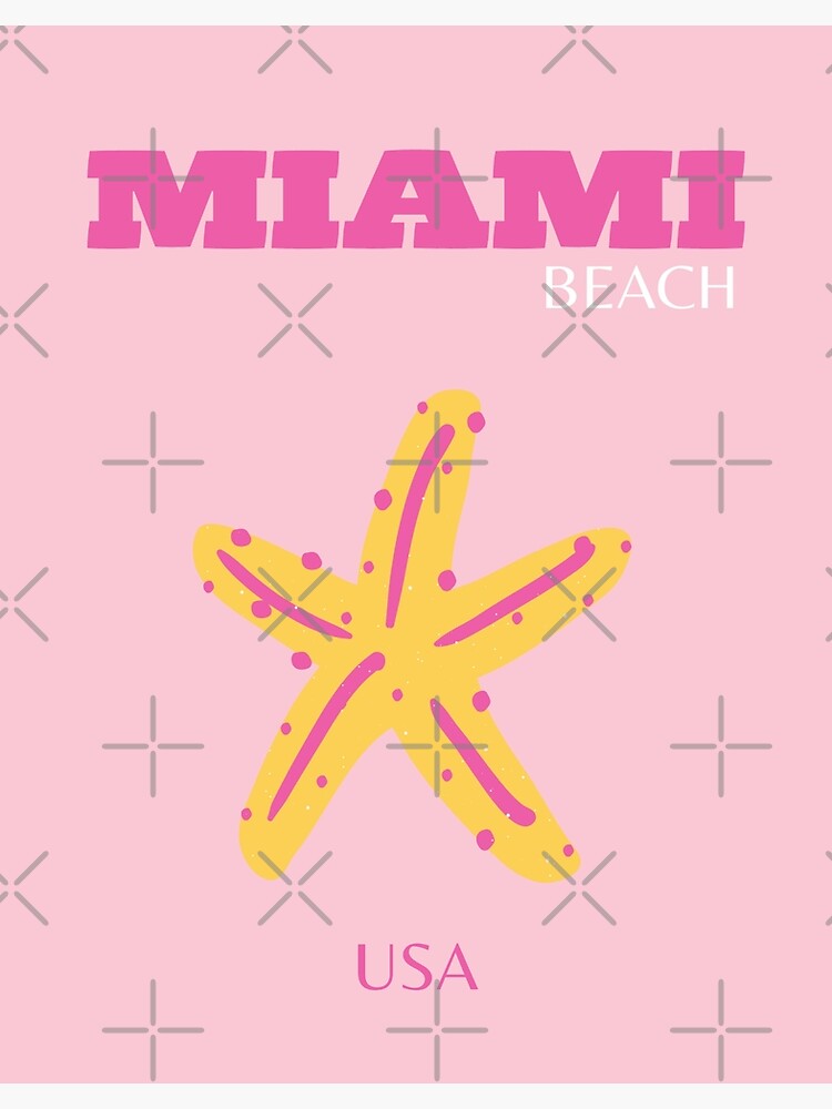 "Miami Beach, Miami Travel Art, Preppy Room, Pink" Poster for Sale by ...