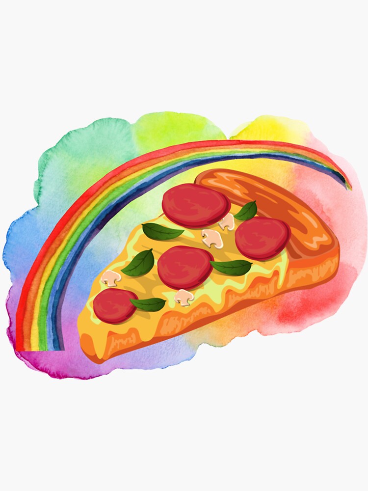 "Rainbow Pizza party " Sticker for Sale by PerciaccantoRy | Redbubble