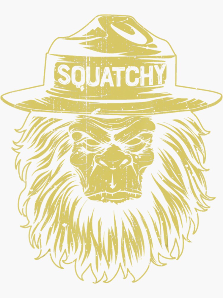 "Bigfoot Squatchy Sasquatch Hat Smokey Retro Vintage Bear" Sticker for ...
