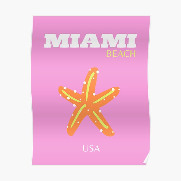 "Miami, Miami Beach, Florida, Preppy, Pink, Orange" Poster for Sale by ...