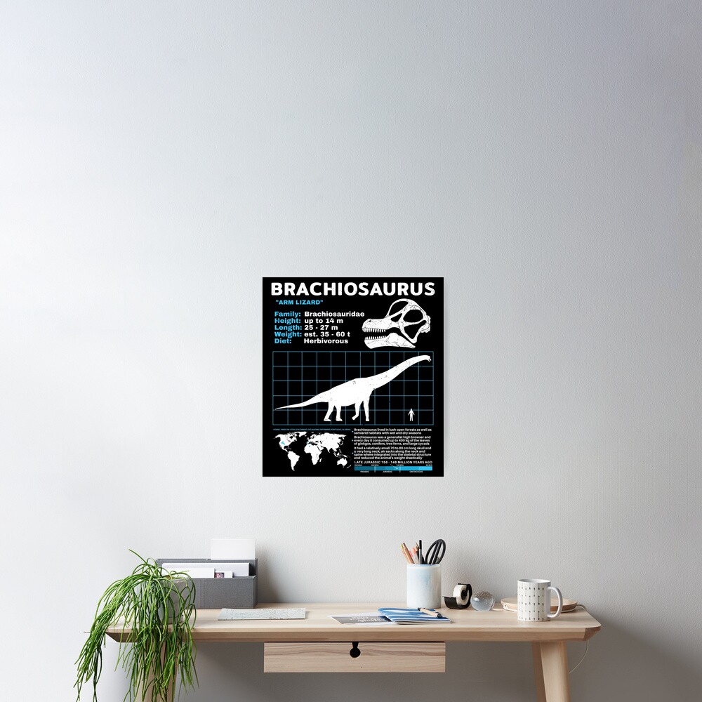 "Brachiosaurus data sheet" Poster for Sale by NicGrayGraphic | Redbubble