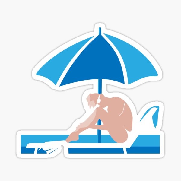 "woman on the beach tending parasol" Sticker for Sale by loutfi | Redbubble
