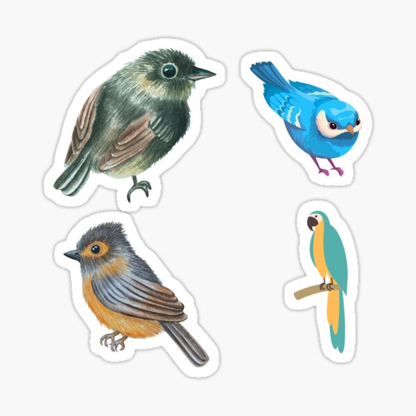 "birds sticker pack of four |birds lover gift|funny birds pack gift ...