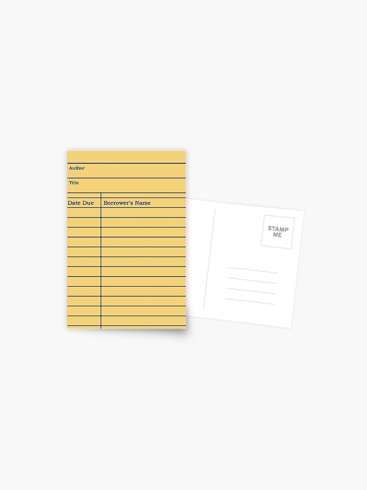 "Library Due Date Slip" Postcard for Sale by rukhimonster | Redbubble
