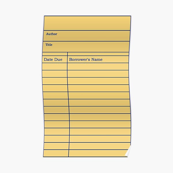 "Library Due Date Slip" Poster by rukhimonster | Redbubble