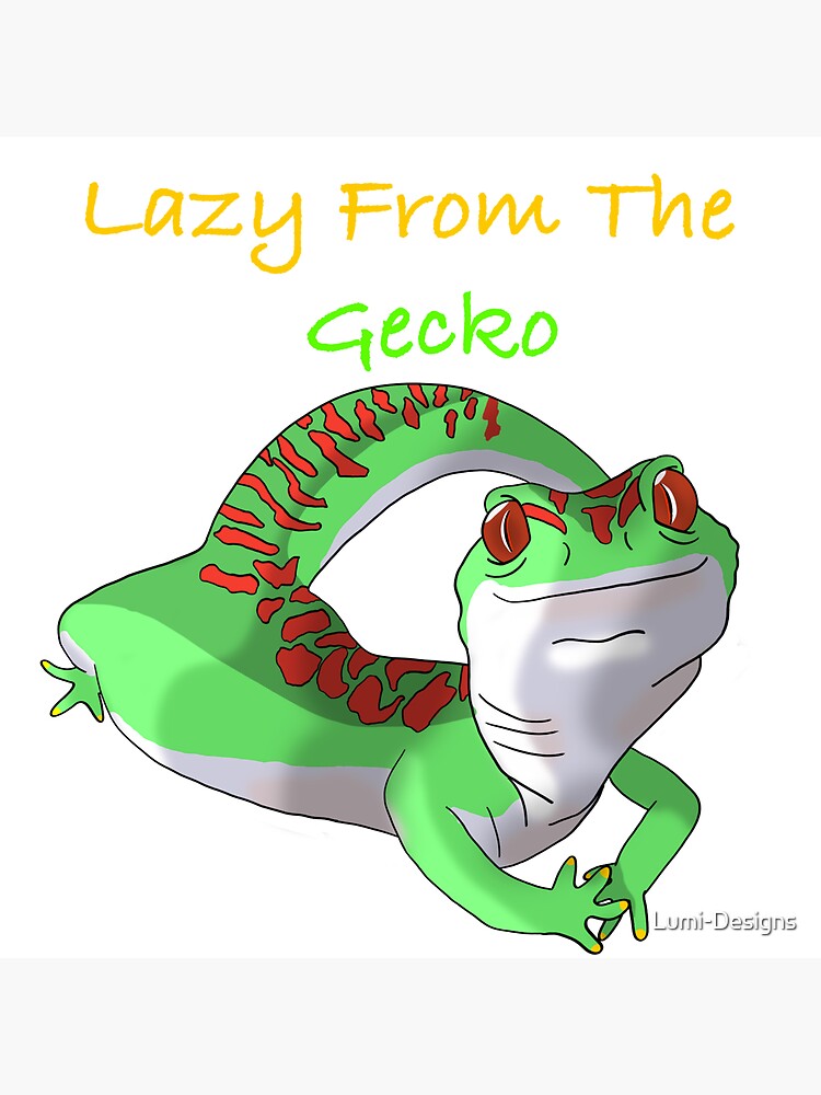 "Lazy Gecko " Sticker for Sale by Lumi-Designs | Redbubble