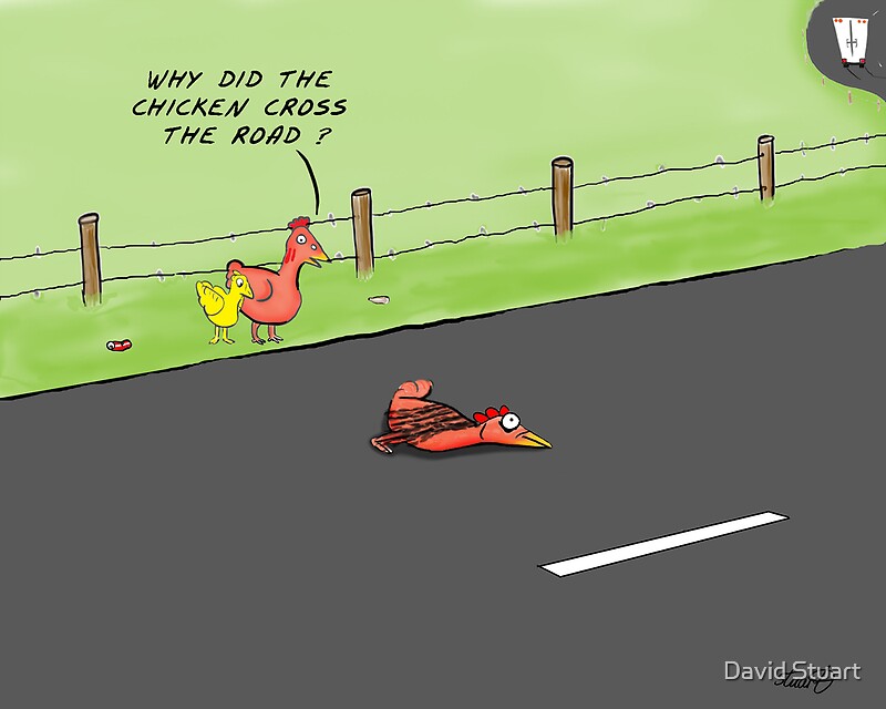 "Chicken Cartoon featuring a dead chicken. " by David Stuart | Redbubble