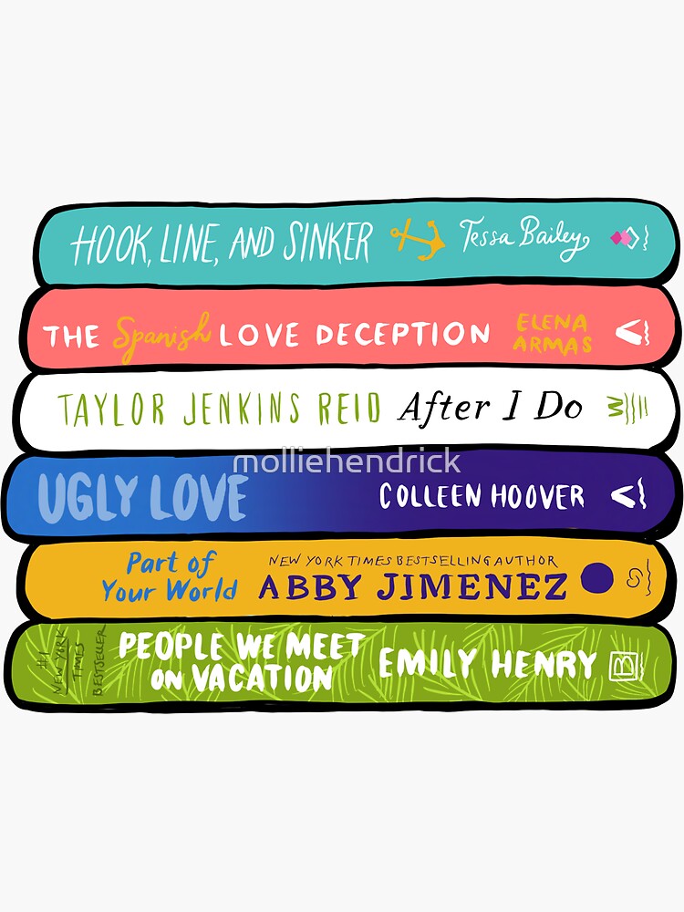 "Romance Book Stack" Sticker for Sale by molliehendrick | Redbubble