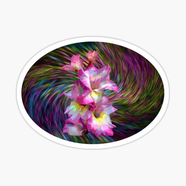 "Pink Flower in a ellipse" Sticker for Sale by Sandrasketches | Redbubble