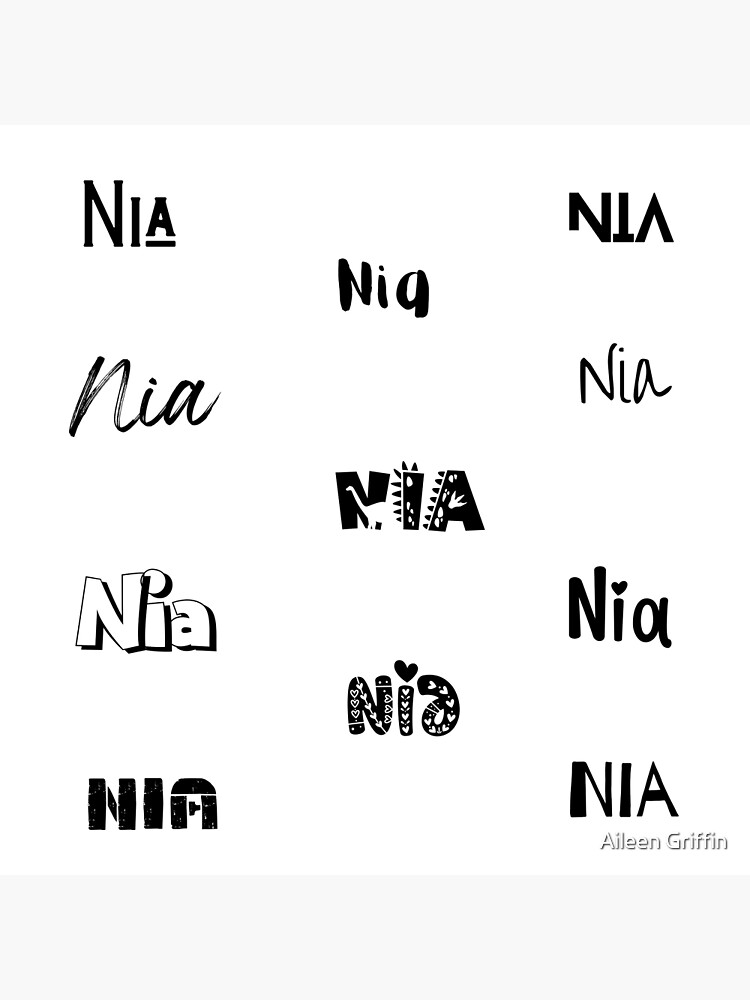 "Nia stickers in 10 different fonts" Poster for Sale by magleen | Redbubble
