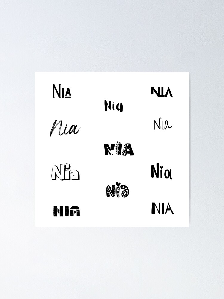 "Nia stickers in 10 different fonts" Poster for Sale by magleen | Redbubble