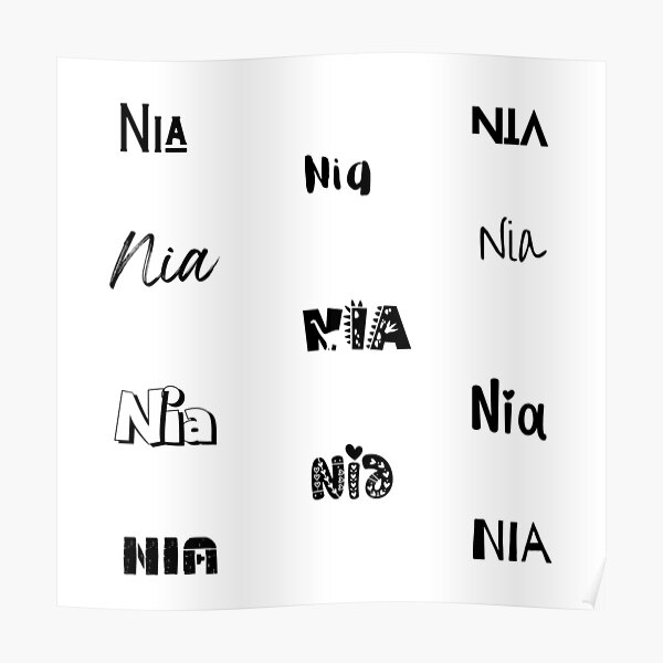 "Nia stickers in 10 different fonts" Poster for Sale by magleen | Redbubble