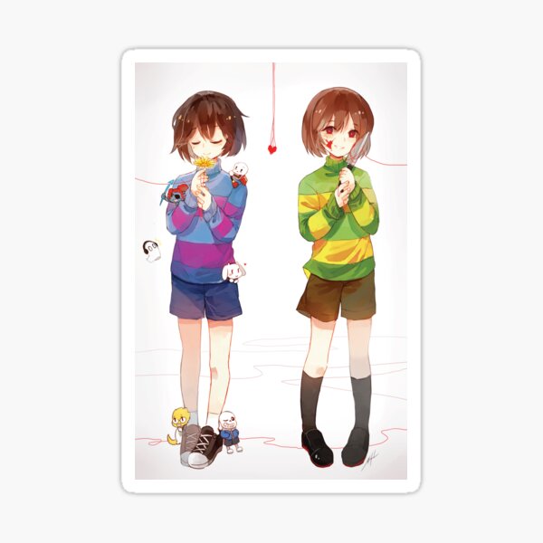 "Frisk and Chara (Undertale)" Sticker for Sale by hideawaymelon | Redbubble