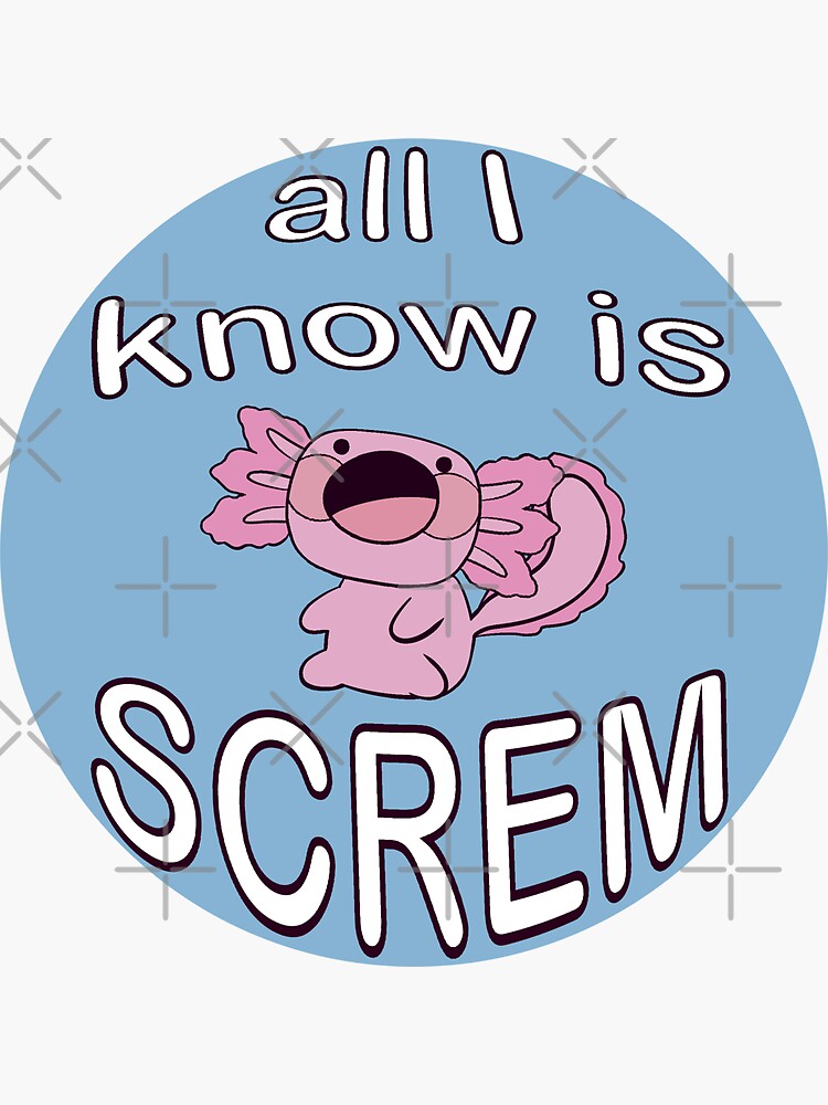 "all I know is SCREM axolotl" Sticker for Sale by unknown-error | Redbubble