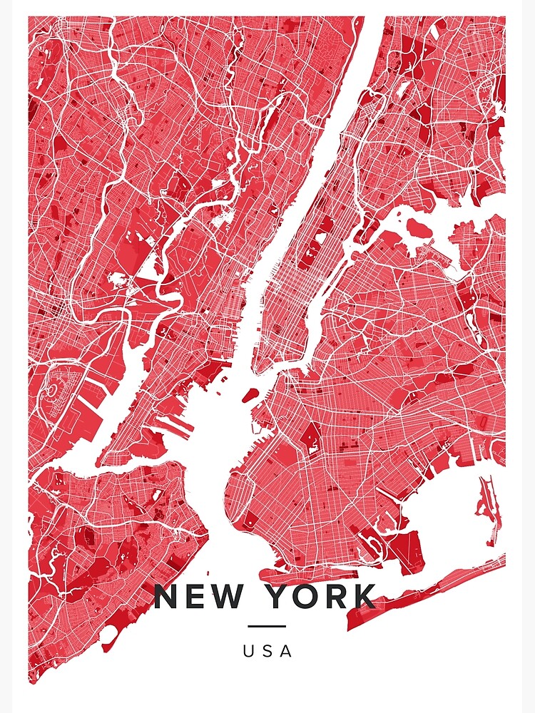 New York Map Print, New York Map Poster, Map Wall Art, New York City ...