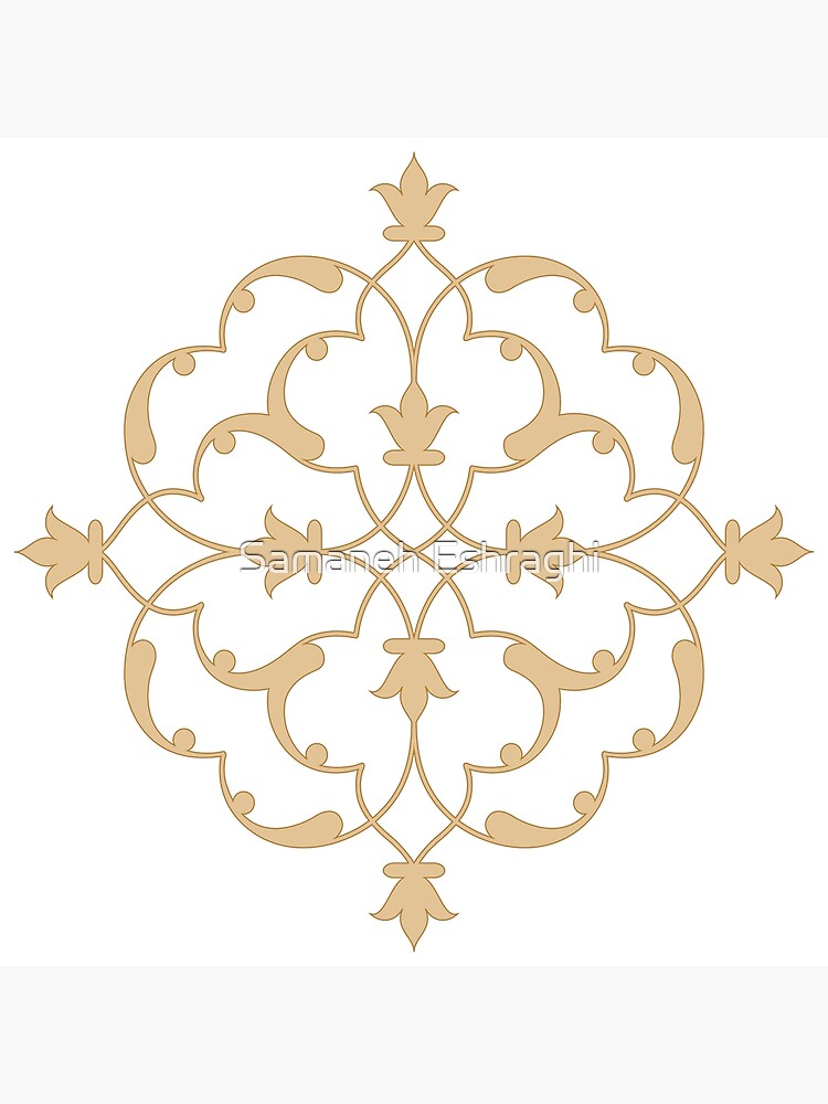 "Persian Arabesque Eslimi Design / Clover Form - Golden and Beige" Art ...