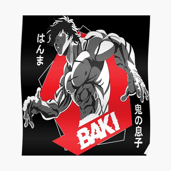 "BAKI, Baki the Grappler, red, anime, manga, " Poster for Sale by Otaku ...