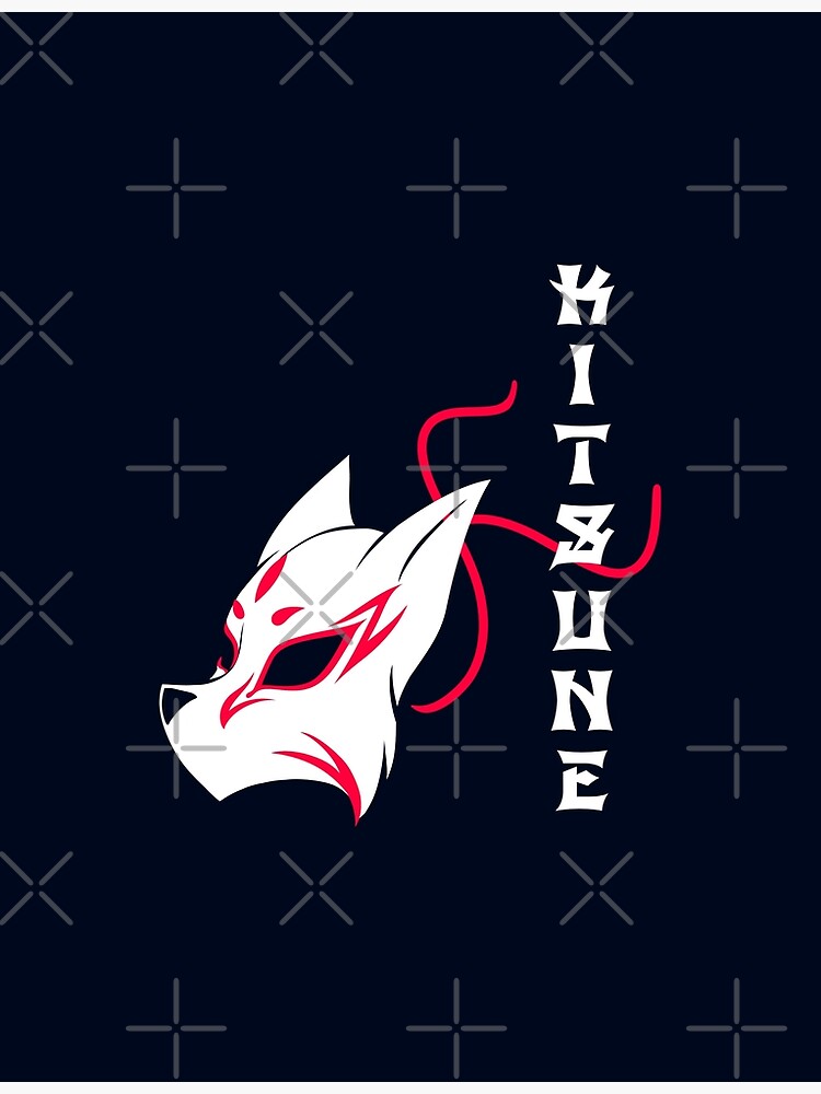 "Japanese Kitsune Fox Mask Rising sun Aesthetic Design" Poster for Sale ...