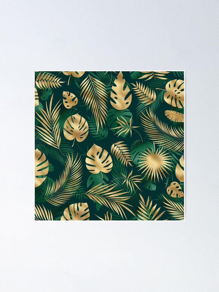 "Green and gold tropical leaves" Poster for Sale by FGCART | Redbubble
