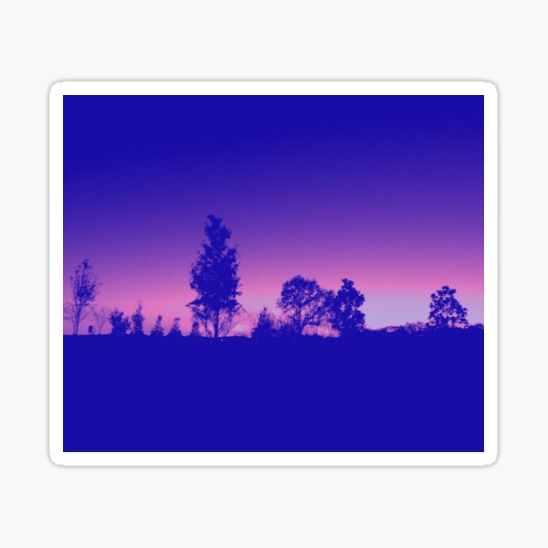 "Sunset with Trees with Pink Sky" Sticker for Sale by KatPaints | Redbubble