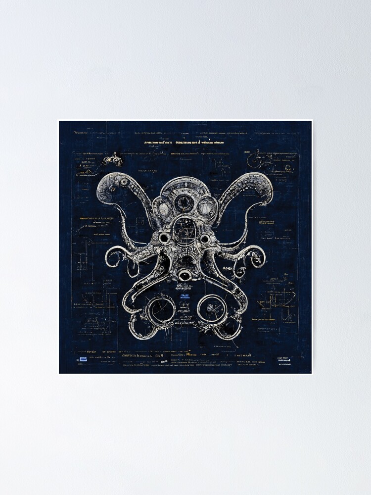 "Detailed Blueprints Steampunk Octopus, Advanced Technology Engineering ...
