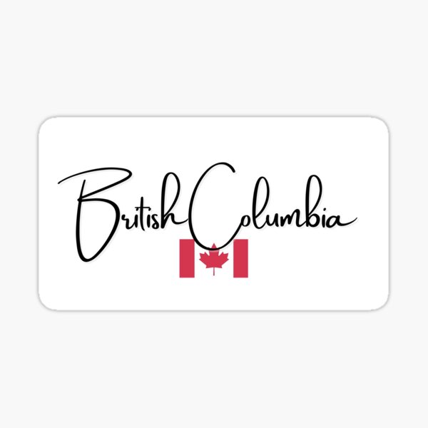 "British Columbia with small Canadian flag - British Columbia" Sticker ...