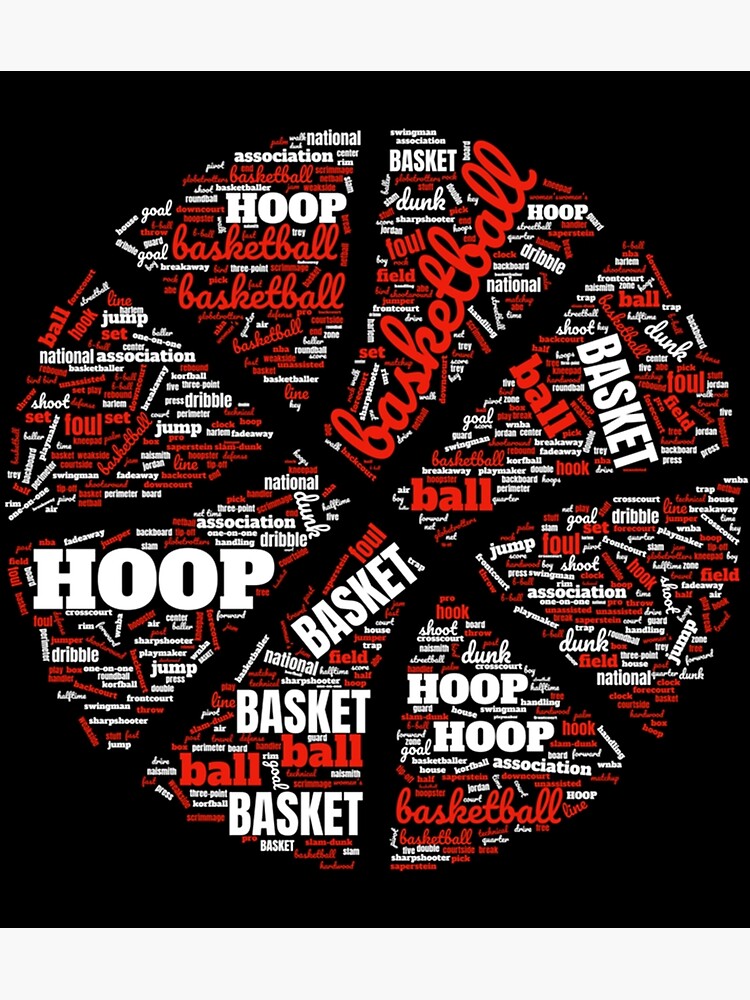 "Basketball Motivational Word Cloud- Board Print-Basketball Player ...