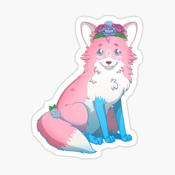 "Trans Fox and Flowers" Sticker by ColdColors | Redbubble