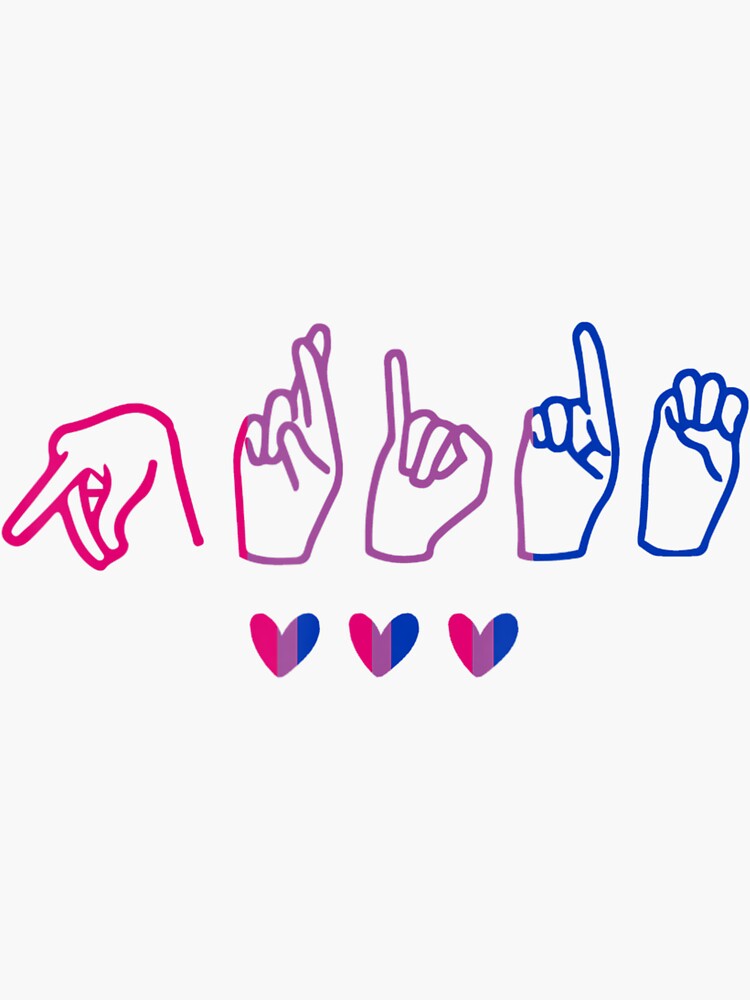 "Bisexual Asl Pride Bi Sign Langauge Bisexuality Outfit" Sticker for ...