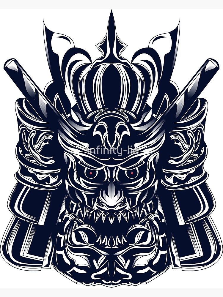 "Japanese samurai armour face mask. Samurai head mascot." Poster for ...