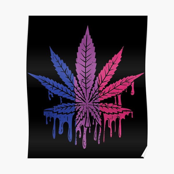 "Bisexual Flag Weed Paint Drip Lgbtq Cannabis Art Gay Pride" Poster for ...