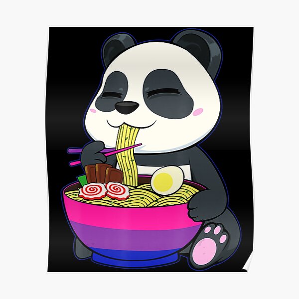 "Bisexual Panda Eating Ramen Lgbt-Q Cute Subtle Bi Pride Flag" Poster ...