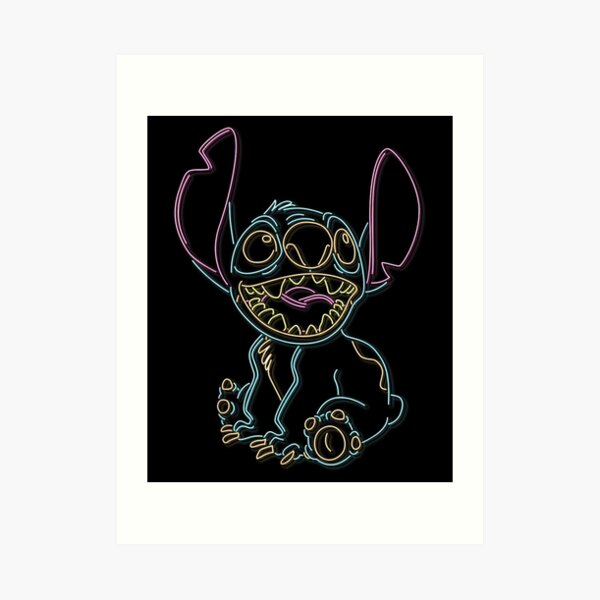 "Stitch Neon Outline" Art Print for Sale by GarzaUSArt | Redbubble