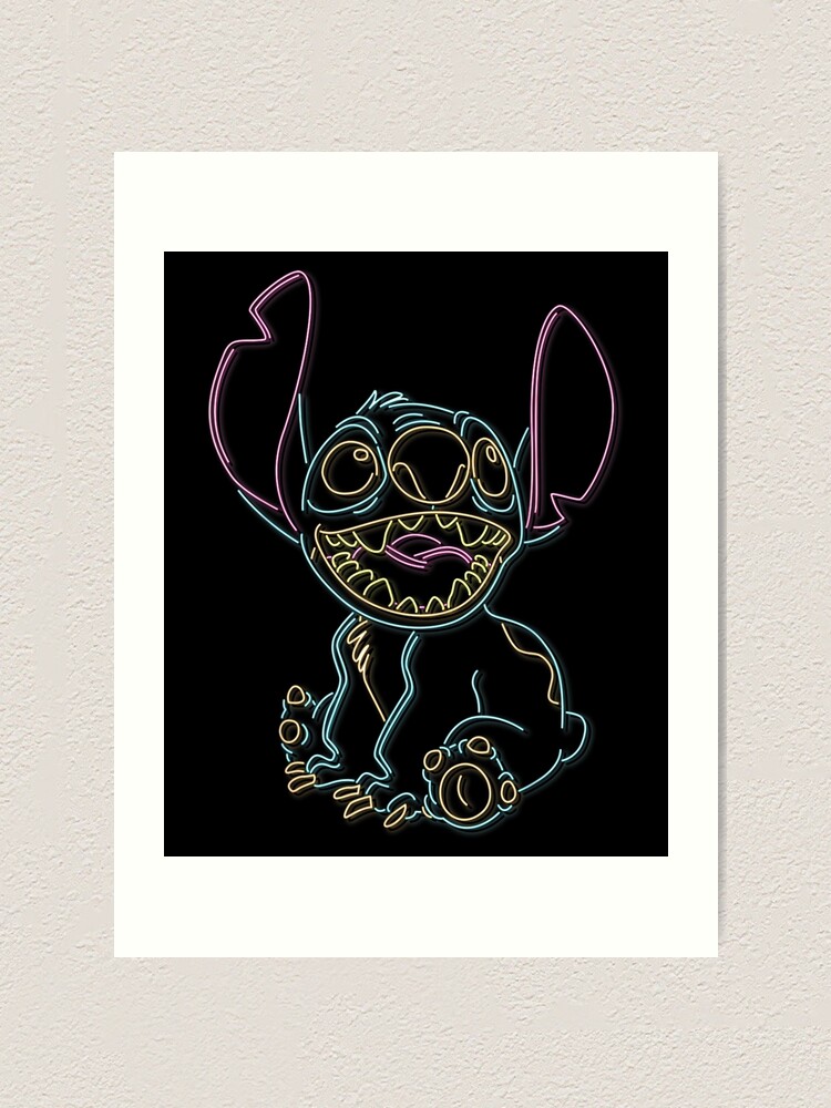 "Stitch Neon Outline" Art Print for Sale by GarzaUSArt | Redbubble