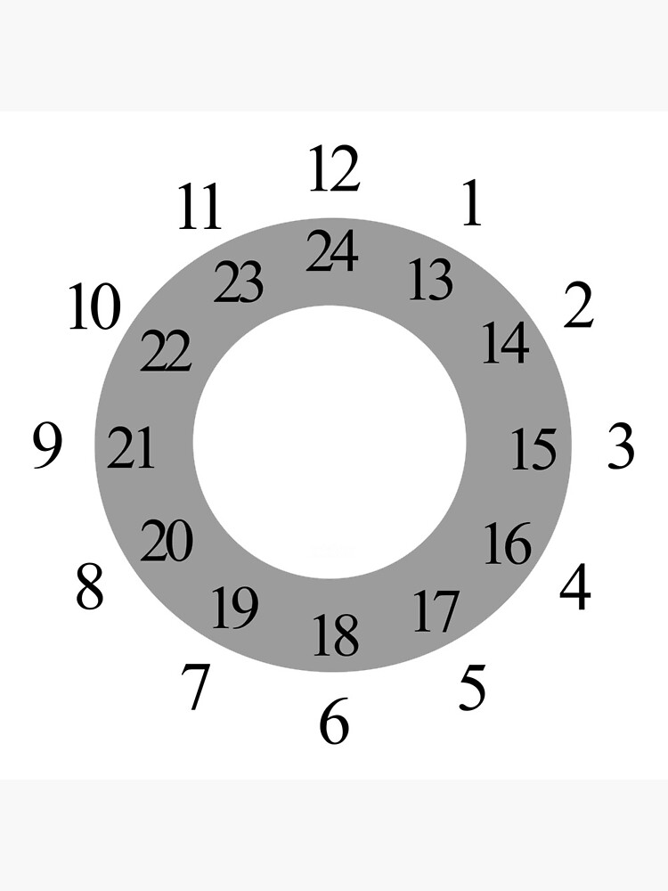 "24 hour clock" Clock for Sale by xklox | Redbubble