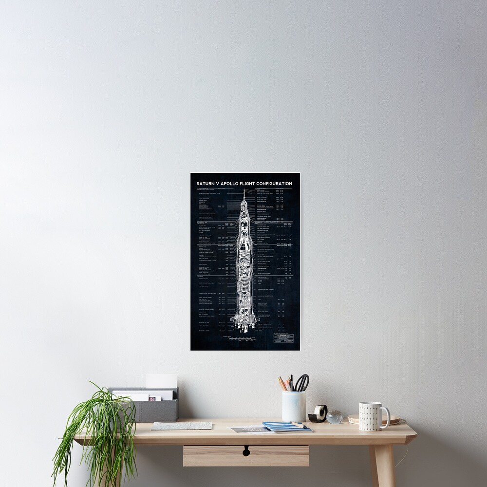 "APOLLO Moon Mission SATURN V Rocket Blueprint" Poster for Sale by Daniel-Hagerman | Redbubble