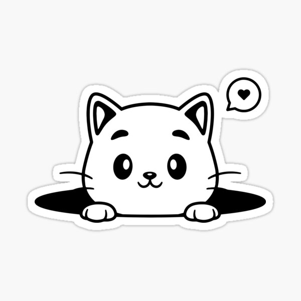 Pegatina « Lindo gato/ lindo gatito sentado y pensando en el amor» de ...