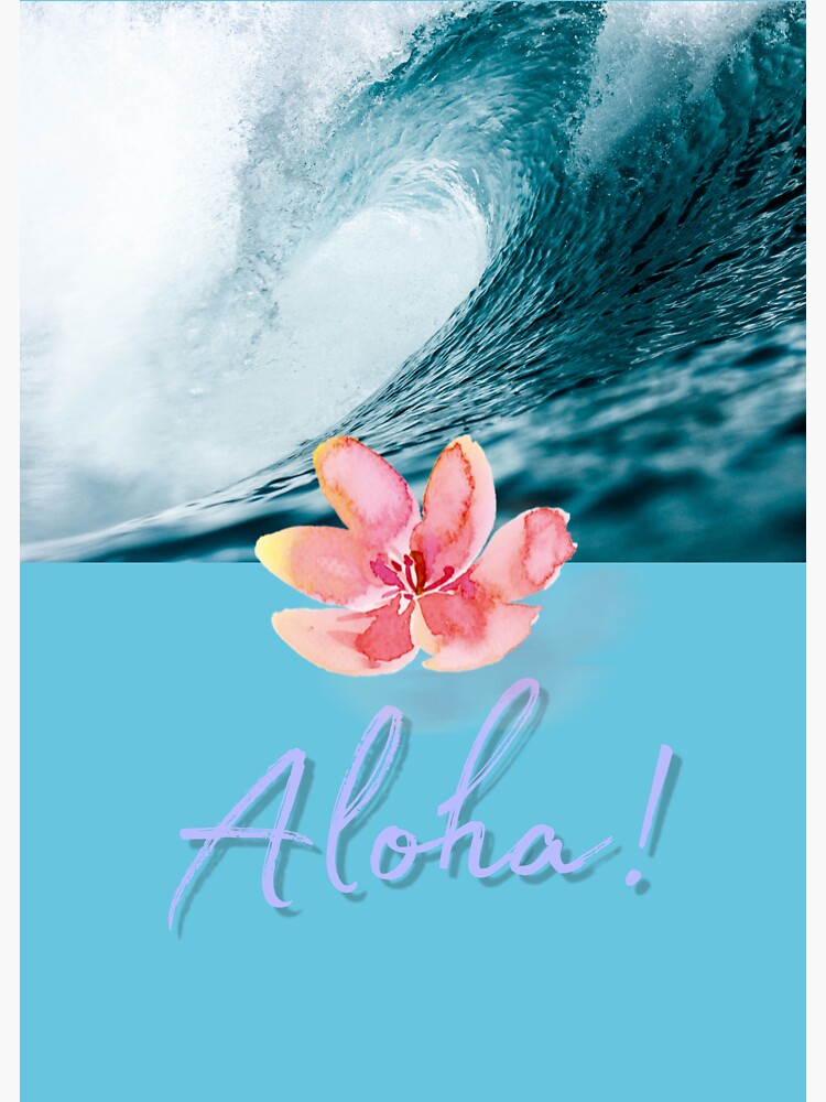 "Aloha, wave, surf, pink flower" Sticker for Sale by Sgragg66 | Redbubble