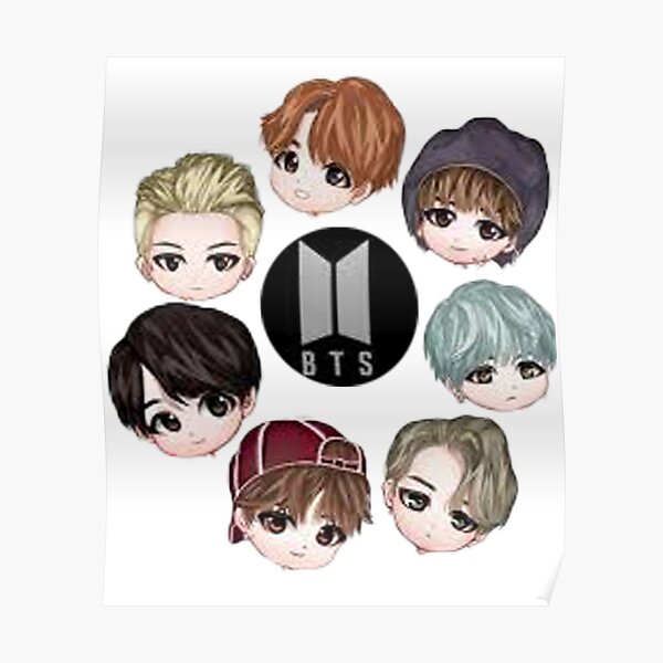 " Bts Cartoon Character" Poster for Sale by Sashila3designs | Redbubble