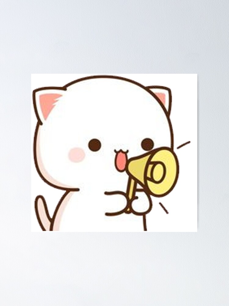 "Cute Peach Cat Is Calling Her Friend" Poster for Sale by gingersweet ...