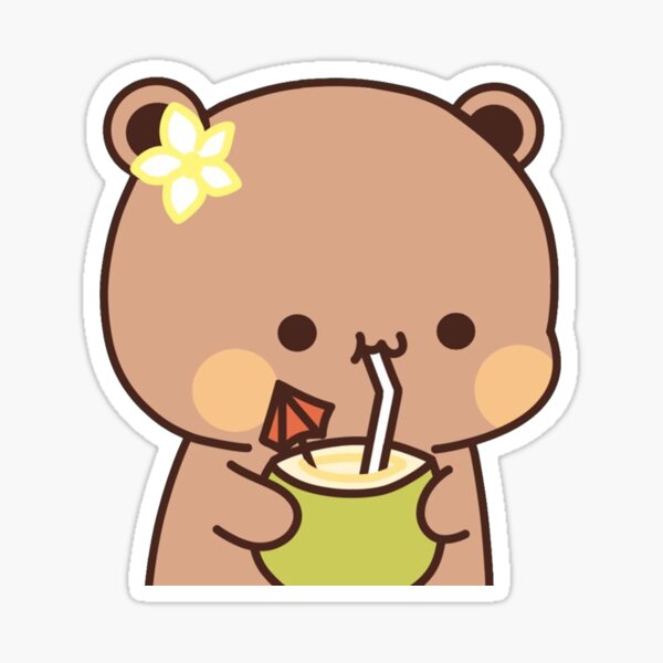 "Cute Dudu Is Drinking Coconut" Sticker for Sale by gingersweet | Redbubble