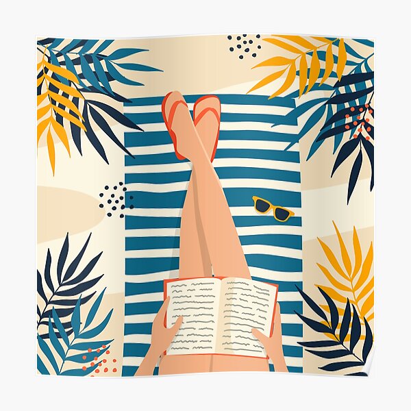 "Reading at the beach" Poster for Sale by OtterFactory | Redbubble