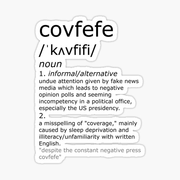 ""covfefe" dictionary definition" Sticker for Sale by Karumpus | Redbubble