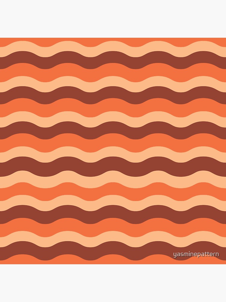 "Retro 70s waves pattern in orange, brown and beige" Sticker for Sale ...