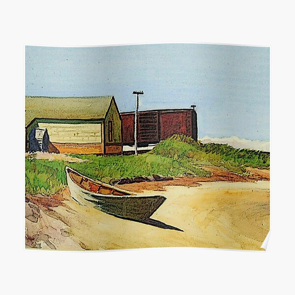 "The boat beside beach art by Edward hopper famous poster " Poster for ...